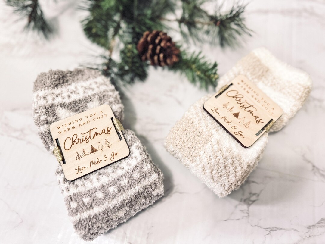 Warm and Cozy Christmas Sock Tag, Personalized Christmas Gift Tag ...