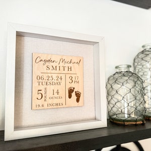 Personalized Baby Birth Stats Shadow Box Sign, Birth Stat Nursery Sign ...