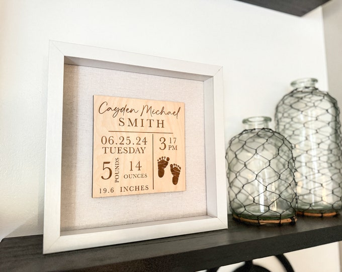 Baby Birth Stats Flower Shadow Box - Etsy