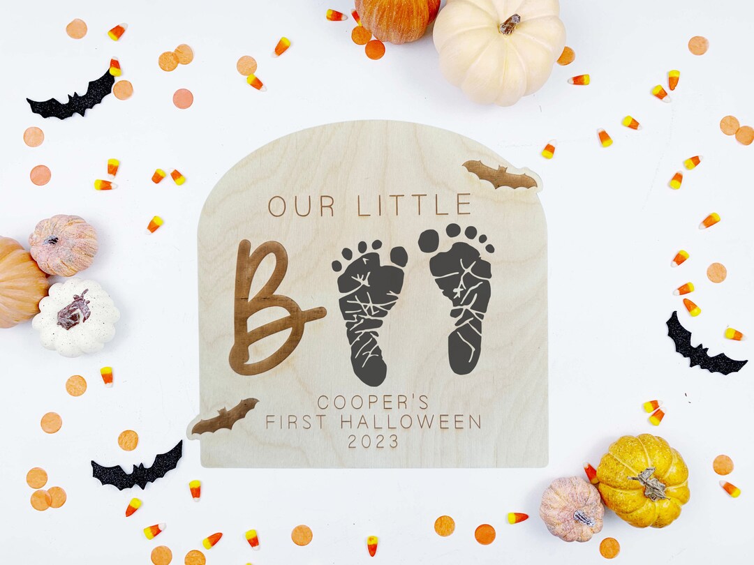 Our Little Boo Foot Print Halloween Sign, DIY Halloween Sign, First ...