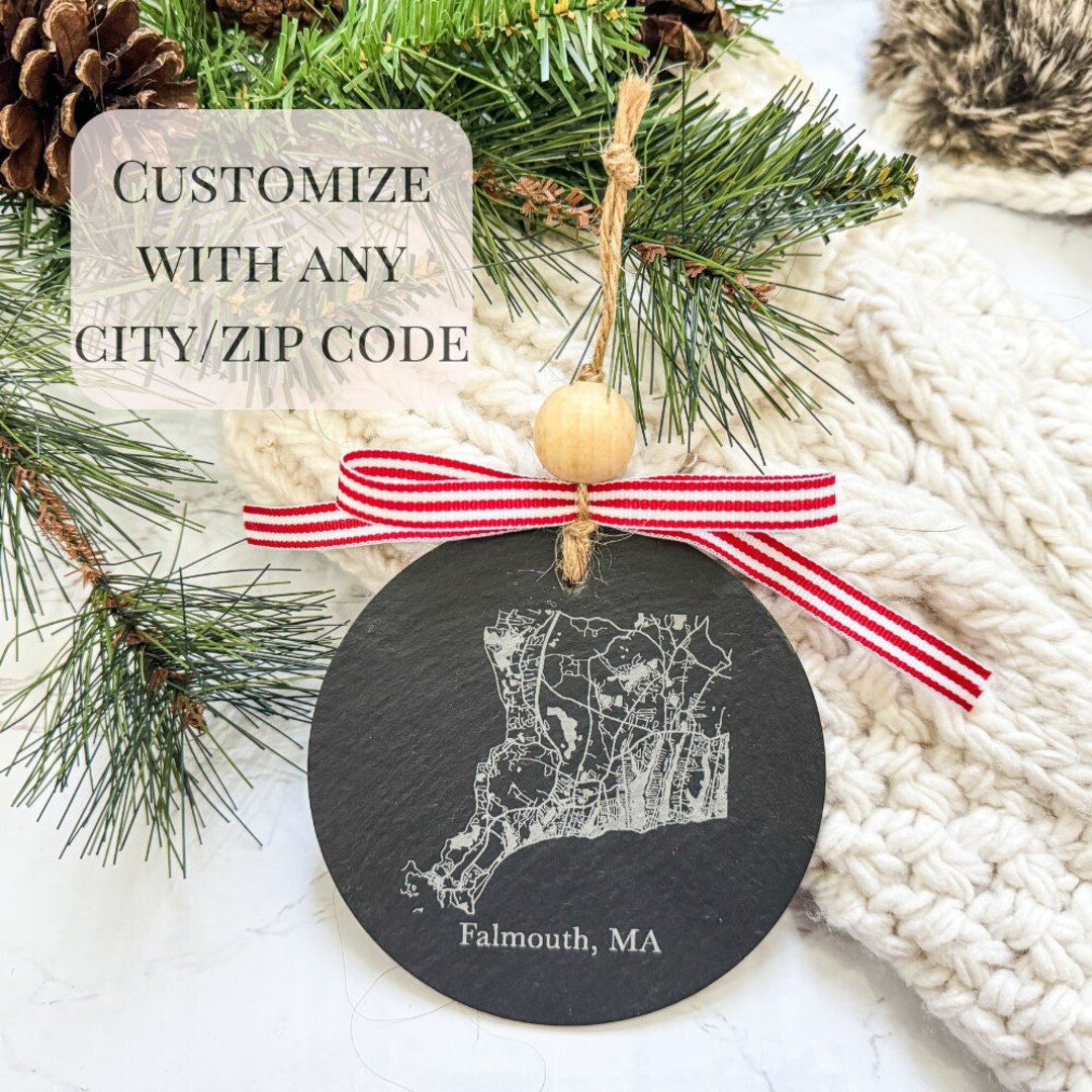 Custom City Map Ornament, Zip Code Ornament, Street Map Ornament, City ...