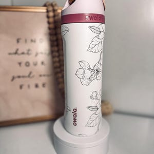 Floral Engraved 24oz Owala Tumbler, Custom Owala Freesip Water Bottle ...