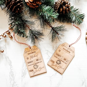 Personalized Santa Gift Tag, Special Delivery Christmas Tag, Wooden ...
