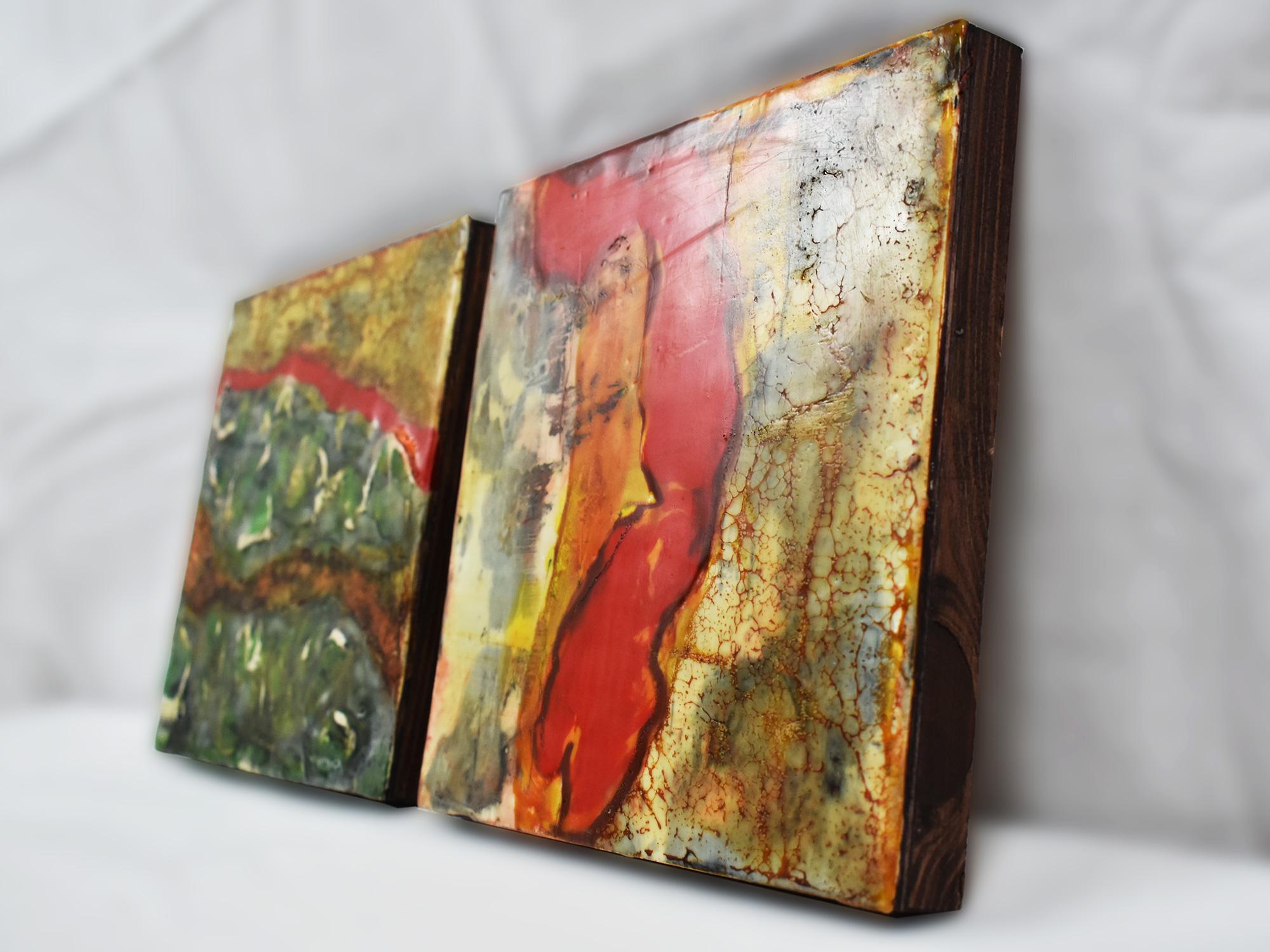 Series of 5 Modern Urban Textures, Original Encaustic Paintings on Wood ...