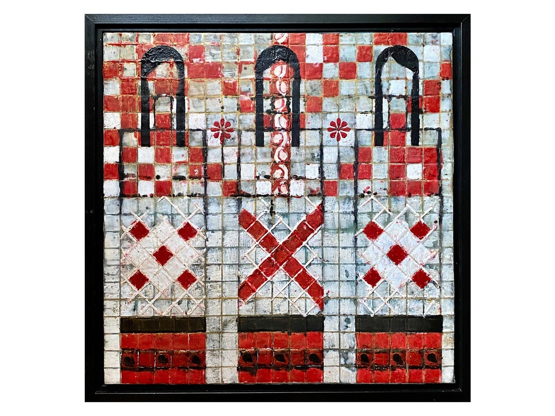 Bulgarian Folk Dance Painting Large Geometric Abstract Art Black Red ...