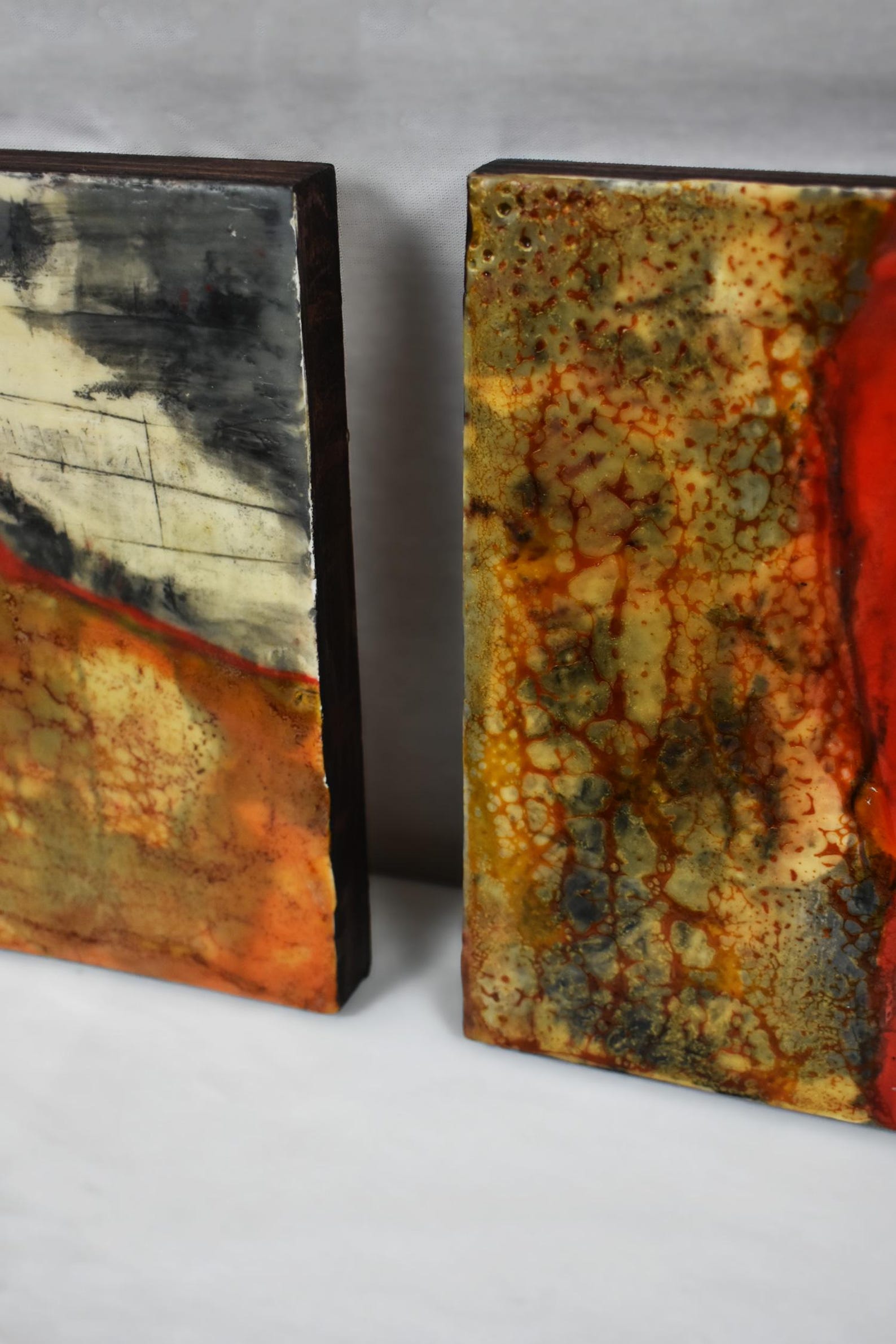 Series of 5 Modern Urban Textures, Original Encaustic Paintings on Wood ...