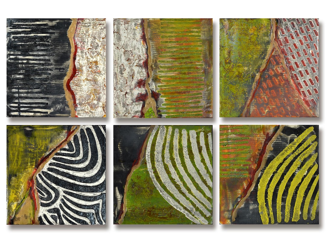 Encaustic Abstract Painting on Wood: Iron Rust & Wax Art (8x8) - Etsy