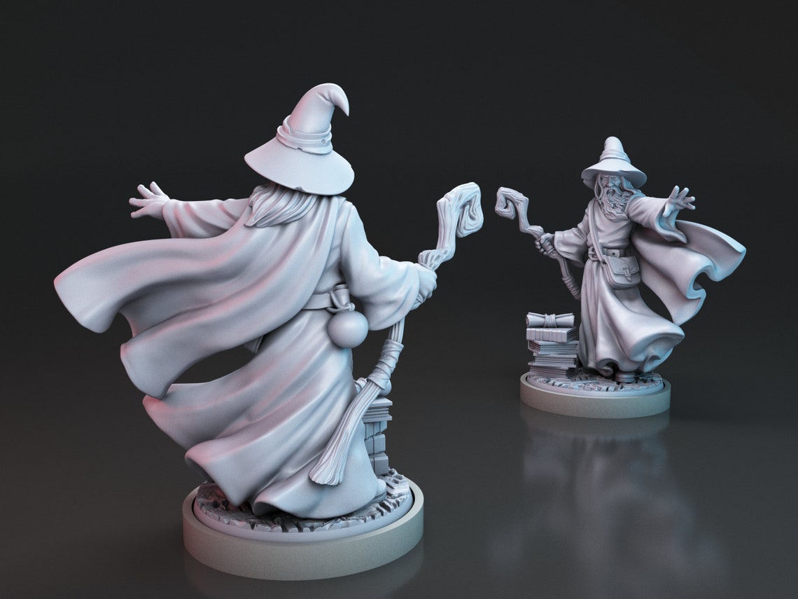The Grey Wizard Miniature for Tabletop Board Games RPG Dnd - Etsy
