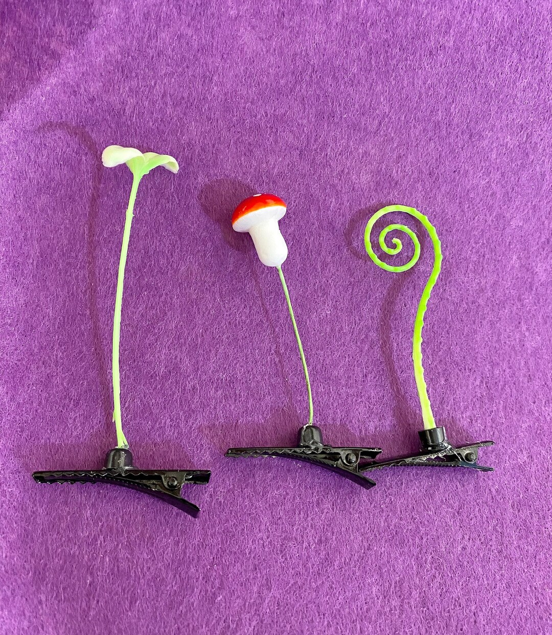 Sprout and Mushroom Clips, Rave Sprouts, Mushroom Sprouts, Hair Clips ...