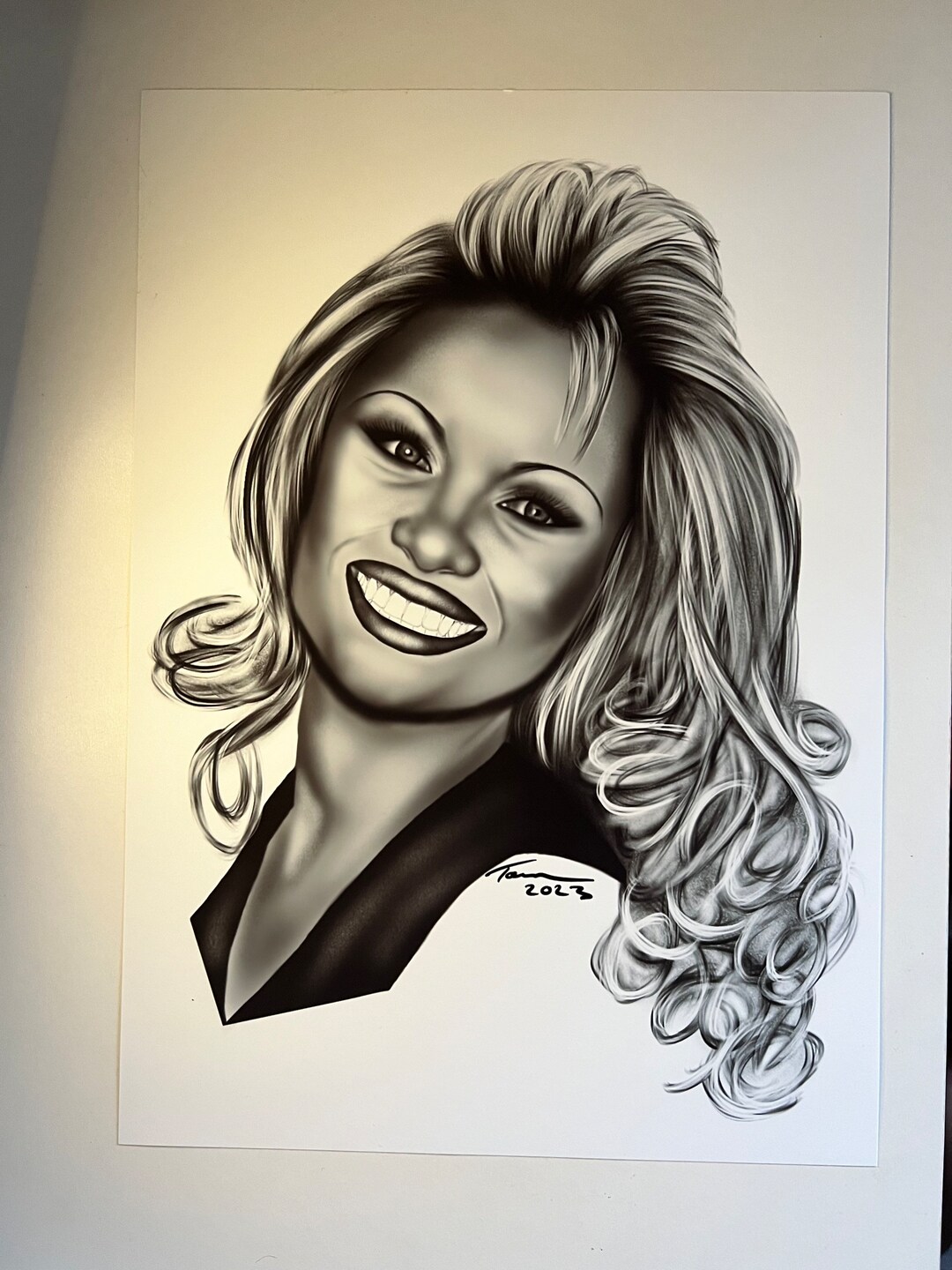 Pamela Anderson Art Portrait Art Baywatch Black and Grey - Etsy