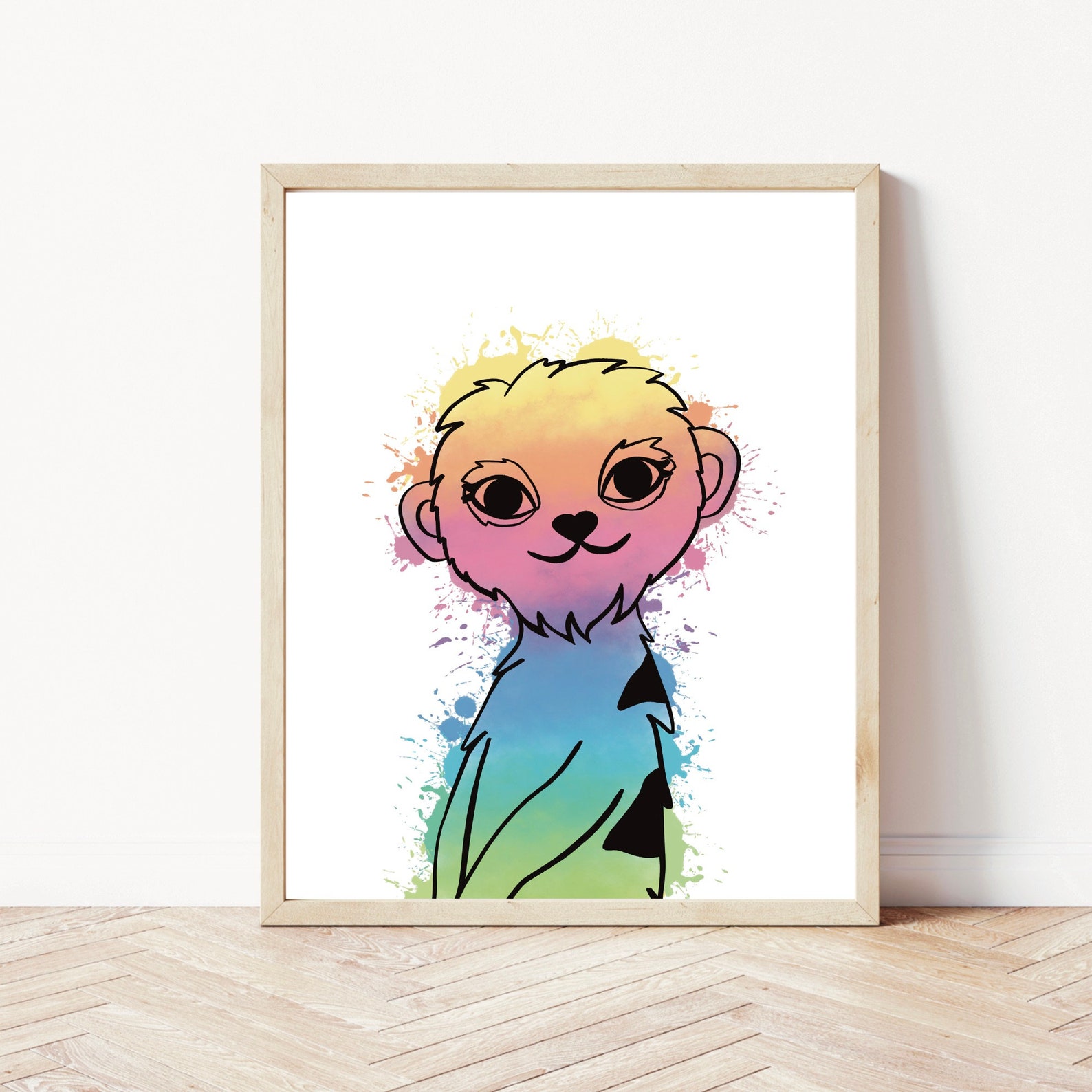 Rainbow animal rainbow art animal art rainbow animal | Etsy