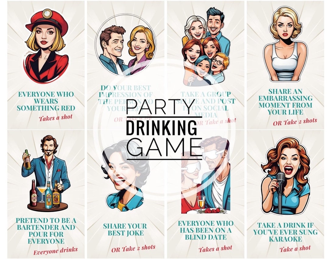 Party Drinking Game Cards. 120 Drinking Party Playing Cards - Etsy