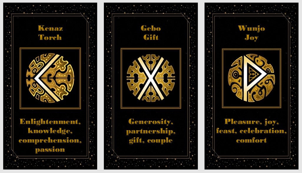 Golden Runes Cards Deck and Spreads. Elder Futhark - Etsy