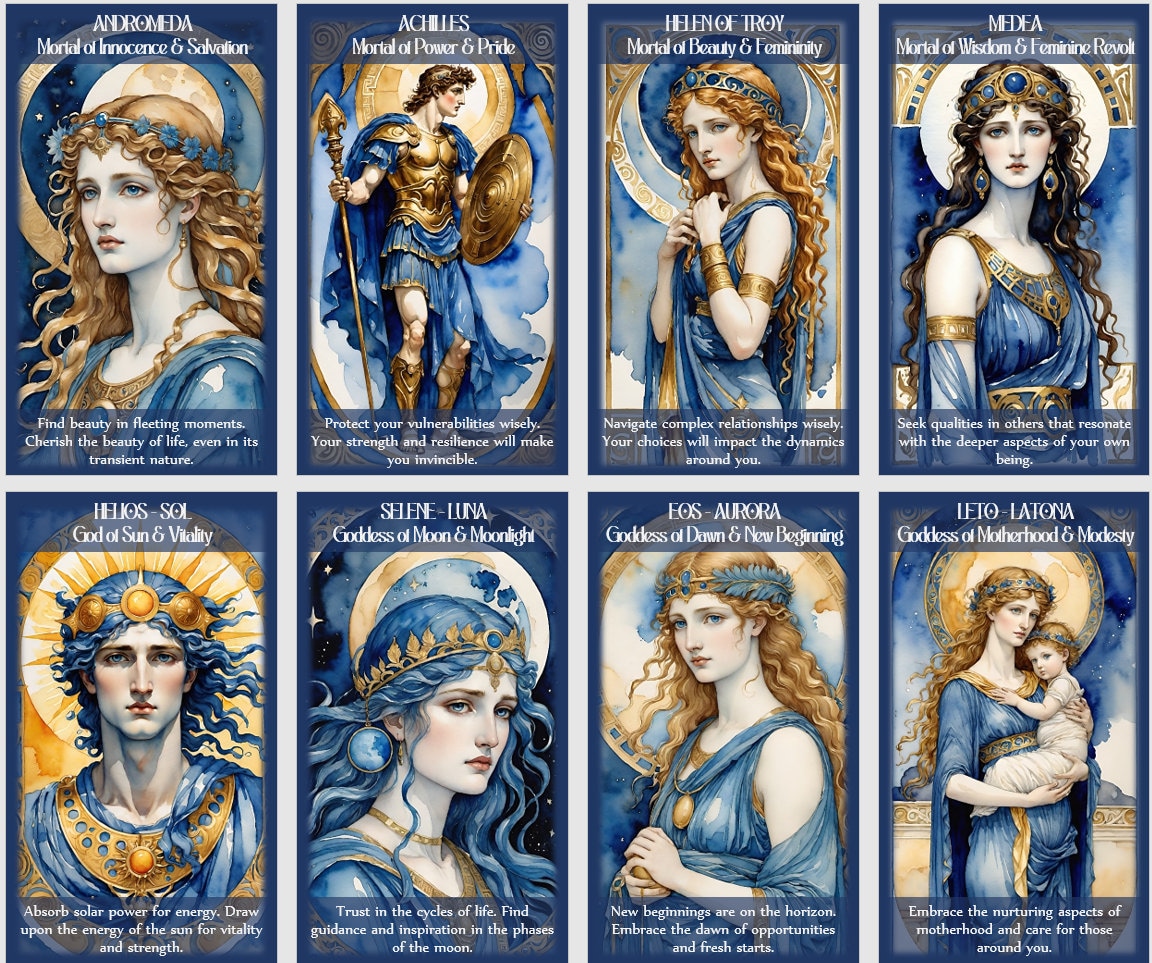 Greek Roman Mythology Oracle Deck With Guidance. Olympian Gods and ...