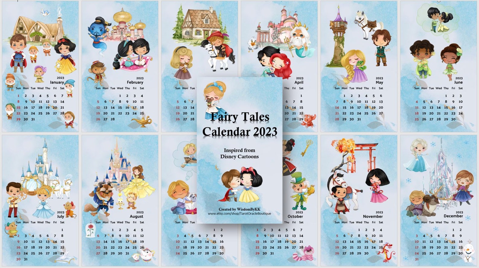 Calendario 2023. Calendario de cuentos de hadas. - Etsy México