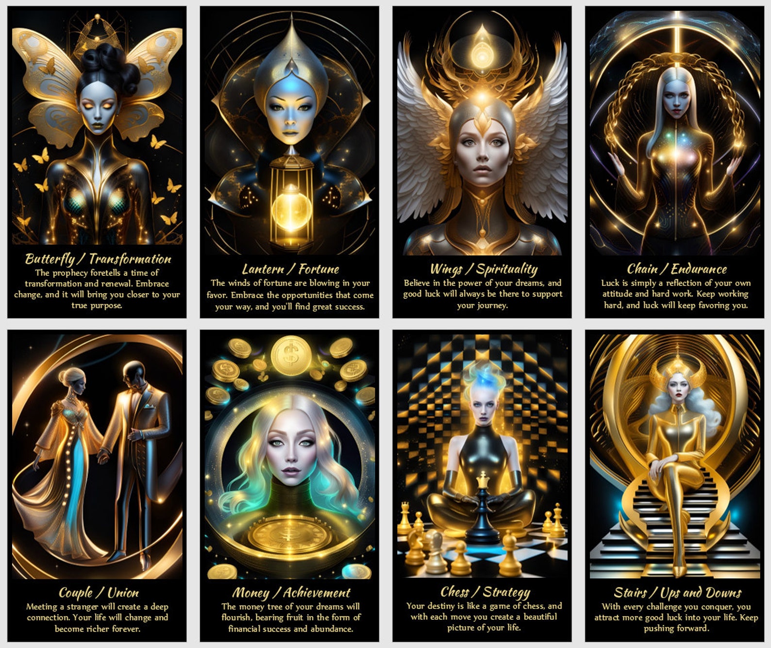 Wealth and Success Golden Oracle Cards Deck. Surreal Fantasy Art - Etsy