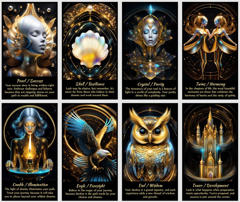 Wealth and Success Golden Oracle Cards Deck. Surreal Fantasy Art - Etsy