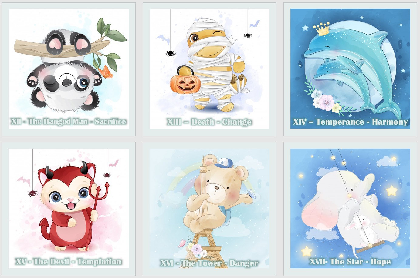 Cute Animal Tarot Deck. Cartoon Tarot - Etsy