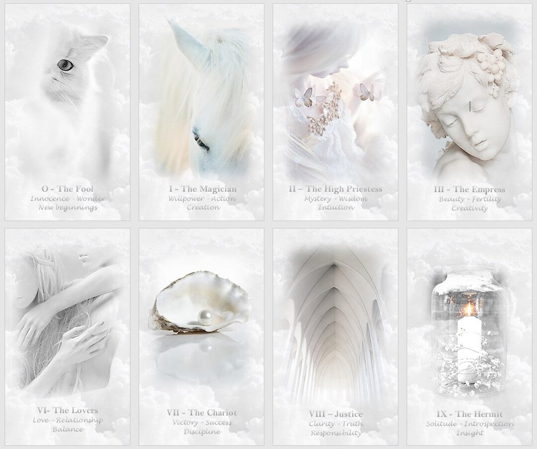 White Sense Tarot Deck. Purity and Innocence Tarot - Etsy