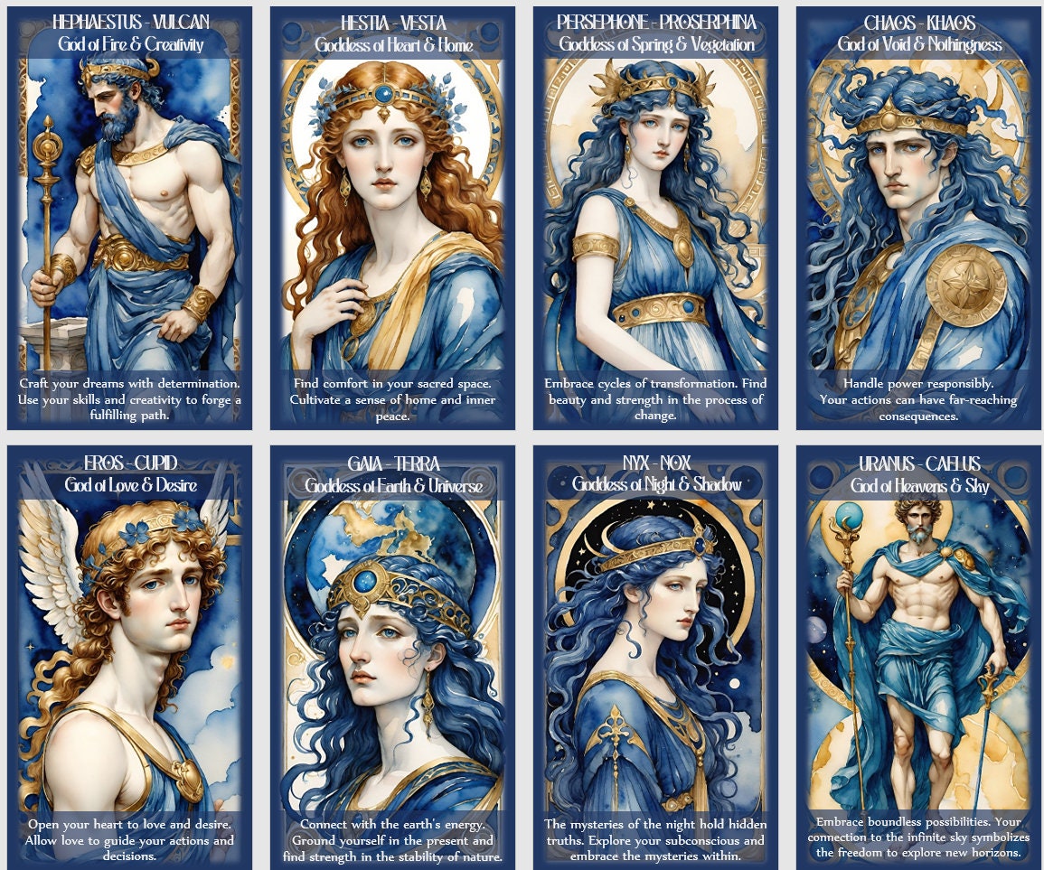Greek Roman Mythology Oracle Deck With Guidance. Olympian Gods and ...