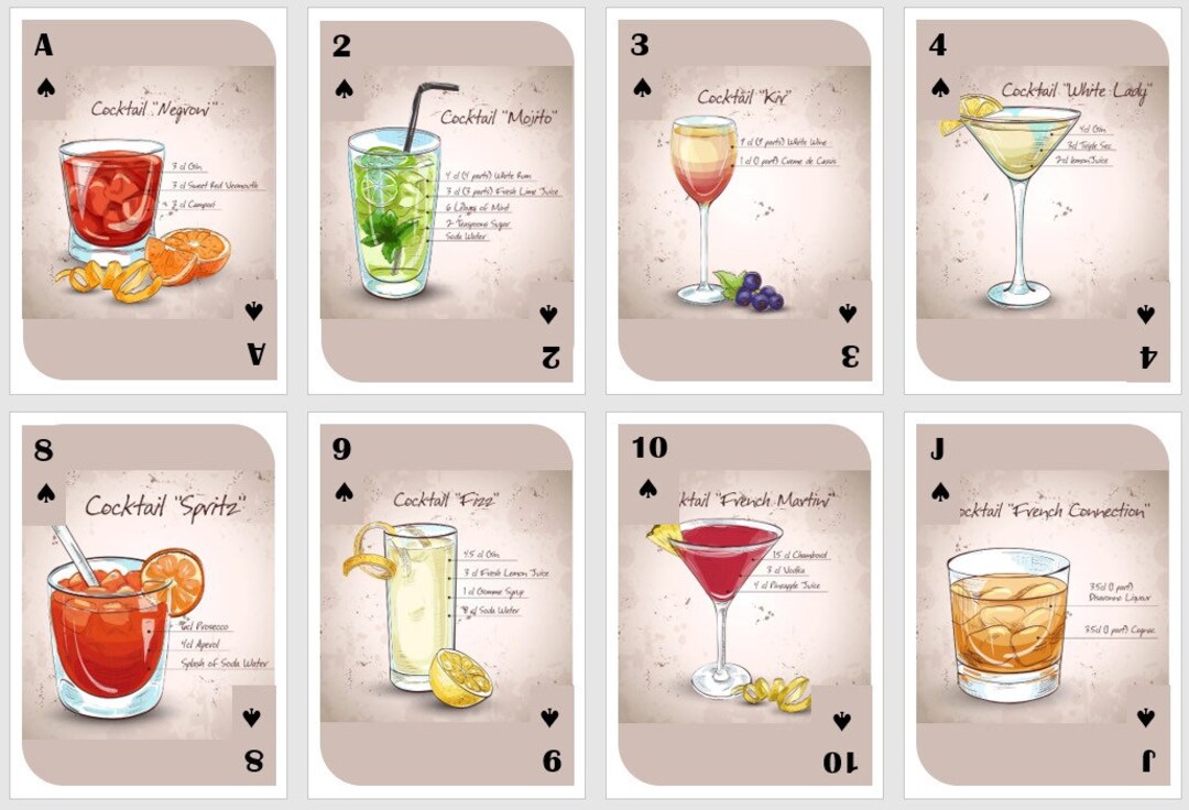 Cocktail Poker Cards. Cocktail Party Playing Cards - Etsy