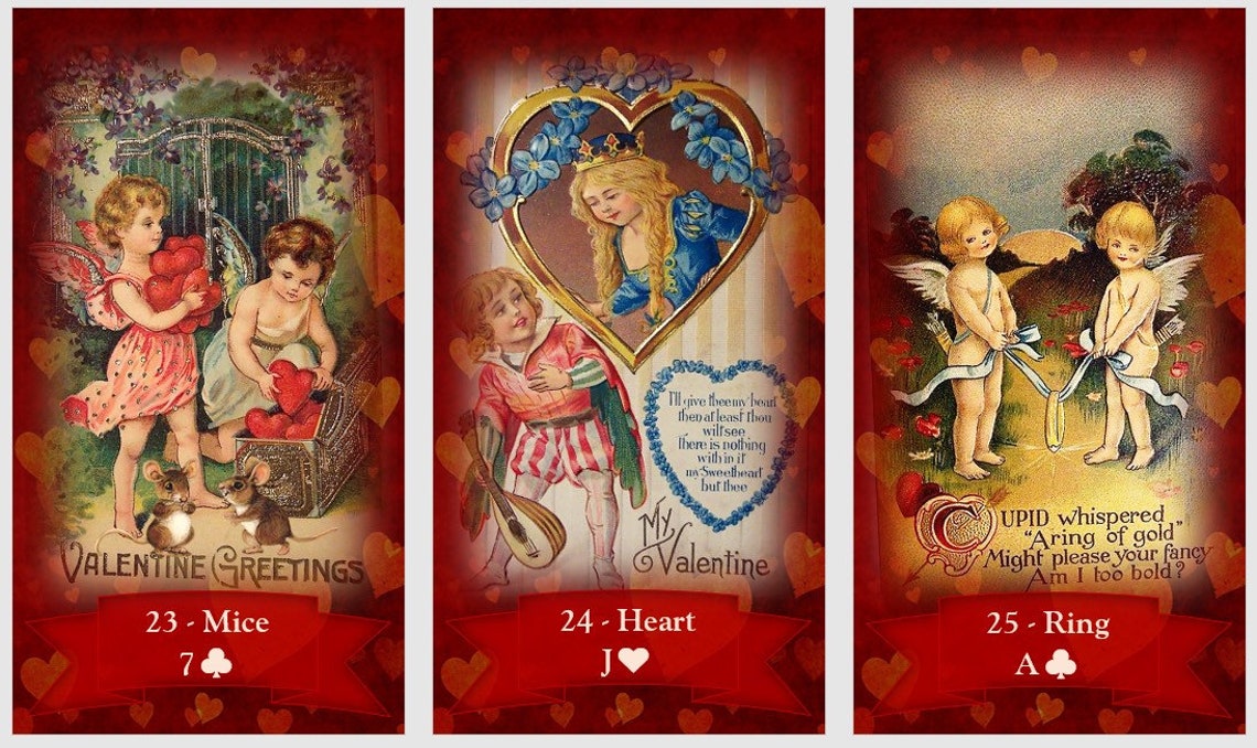 Valentines Day Lenormand Oracle Deck. Vintage Cards | Etsy