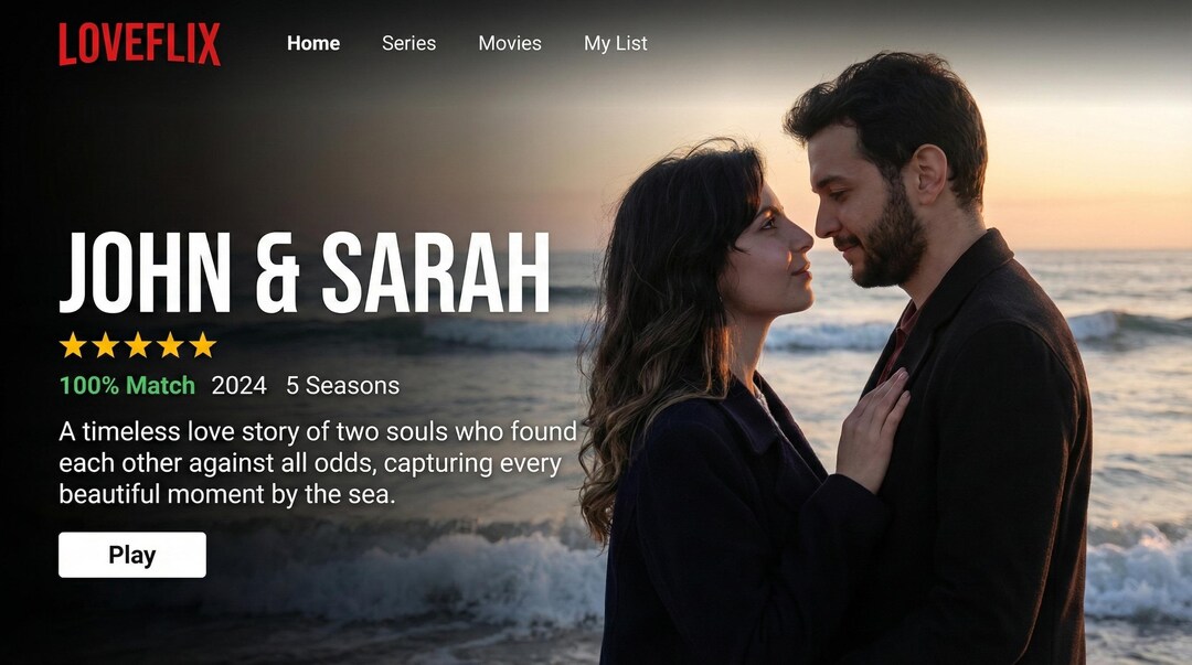 Personalized Netflix Style Movie Poster, Custom Couple Gift ...