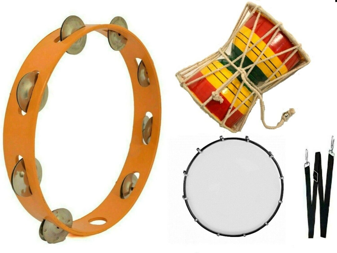 Hand Percussion Dafli/ Tambourine Rope Damroo Tasha Musical Instrument ...