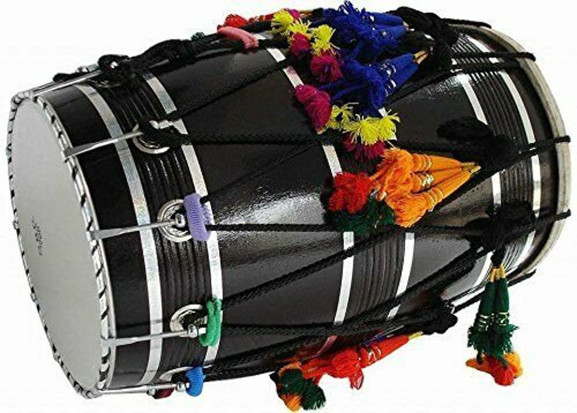 Mango Wood Punjabi Bhangra Dhol Black Finish Free Padded Carry Bag Free ...