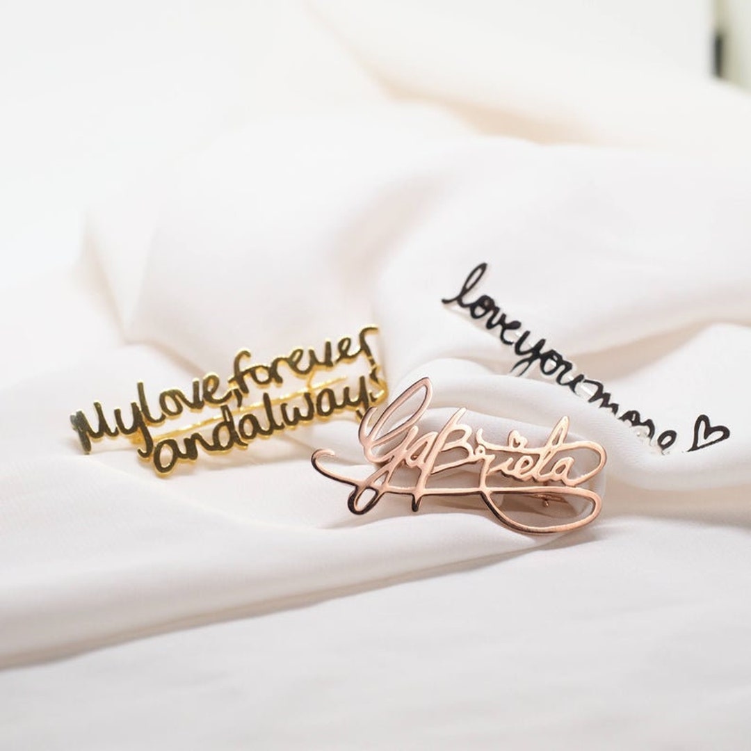 Handwriting Signature Brooch, Custom Name Brooch, Personalized Gift ...