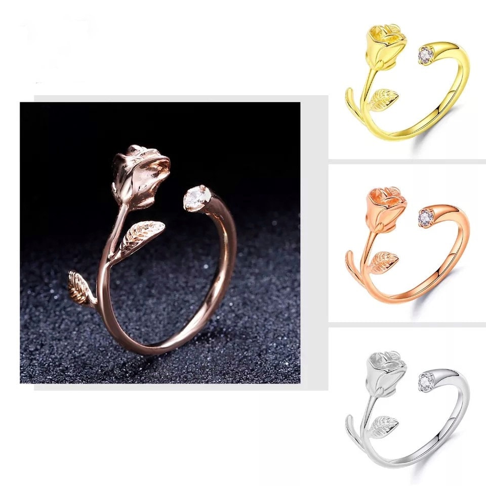 Rose Flower Ring - Rose Ring - Bridesmaid Gift - Beauty and the Beast ...