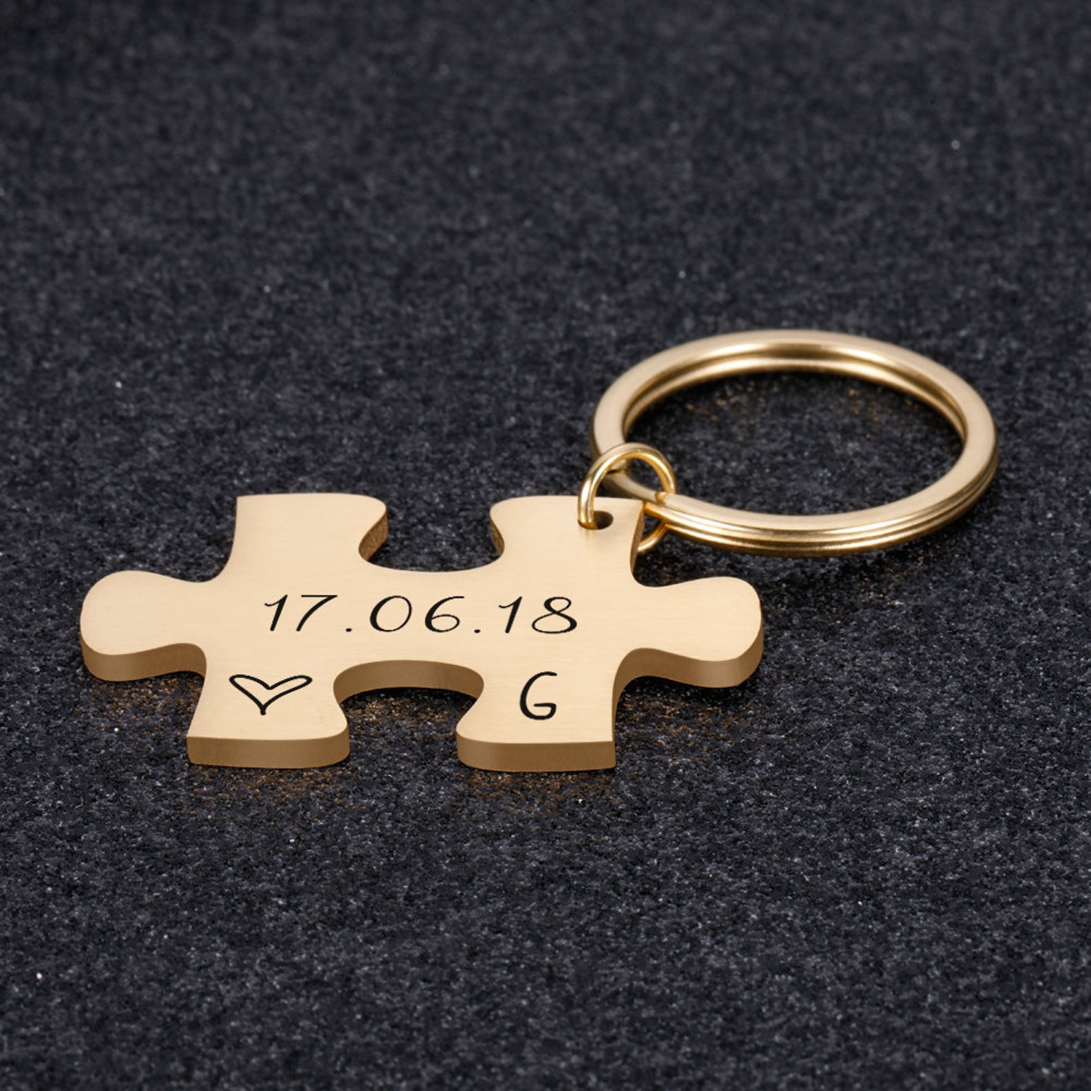 Puzzle Couple Keychain - Matching Couple Keychain - Customized ...