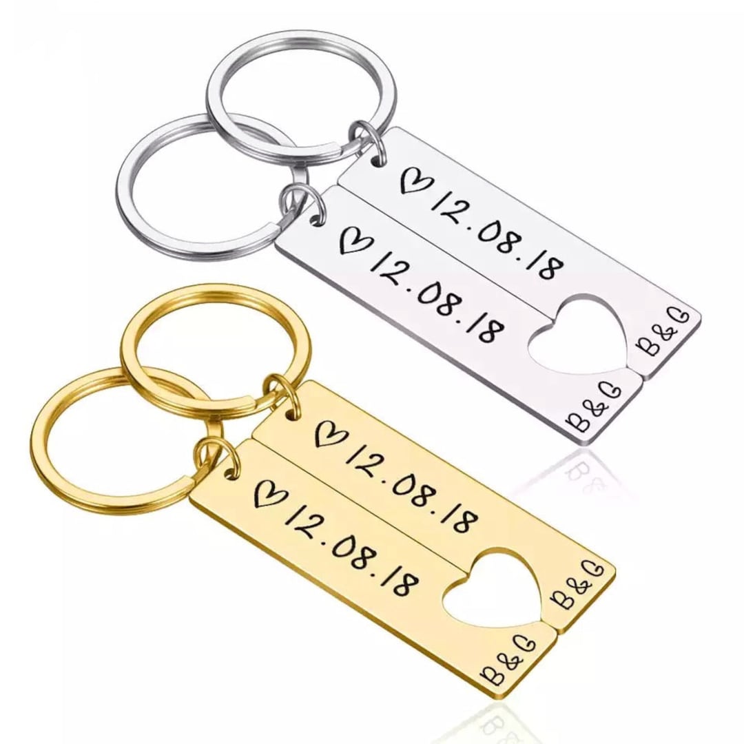 Customized Couple Keychain - Matching Couple Keychain - Anniversary ...