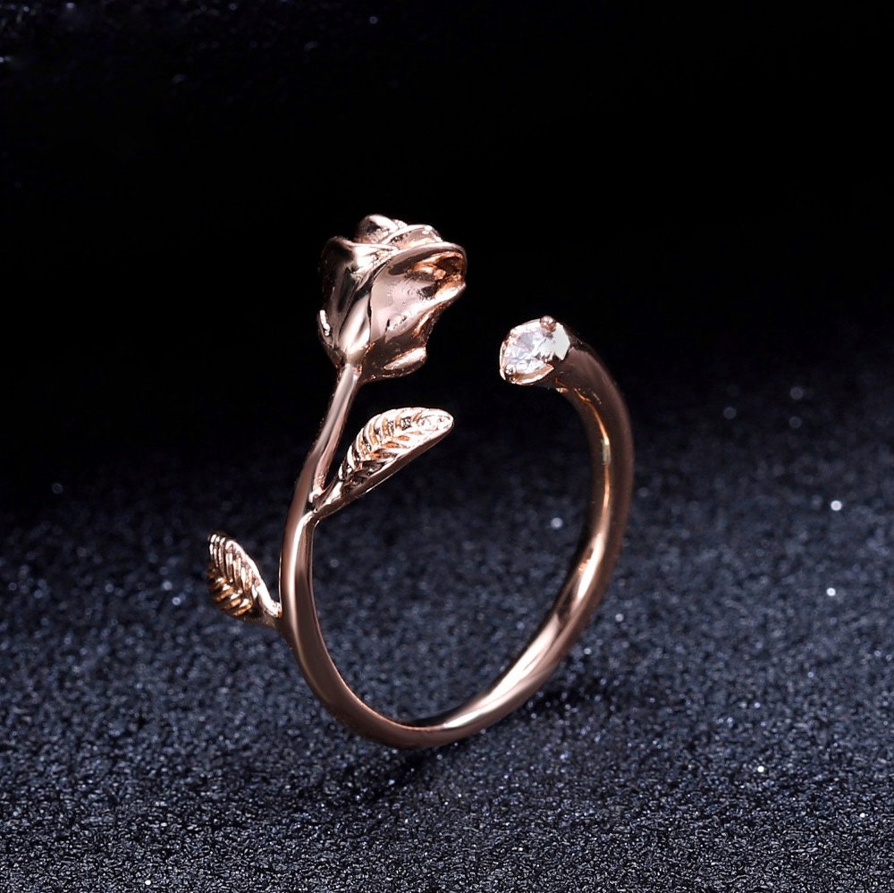 Rose Flower Ring - Rose Ring - Bridesmaid Gift - Beauty and the Beast ...