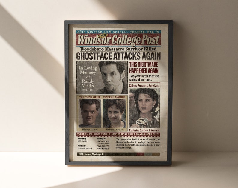 Scream 2 Ghostface Newspaper Print Scream 2 Movie Poster | Etsy