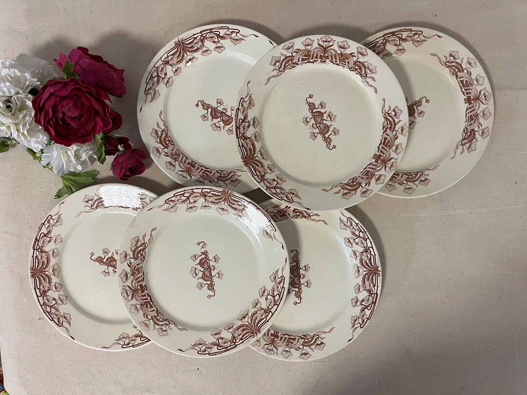 Old Flat Plates X6 in Iron Clay Model jeanette From the French ...