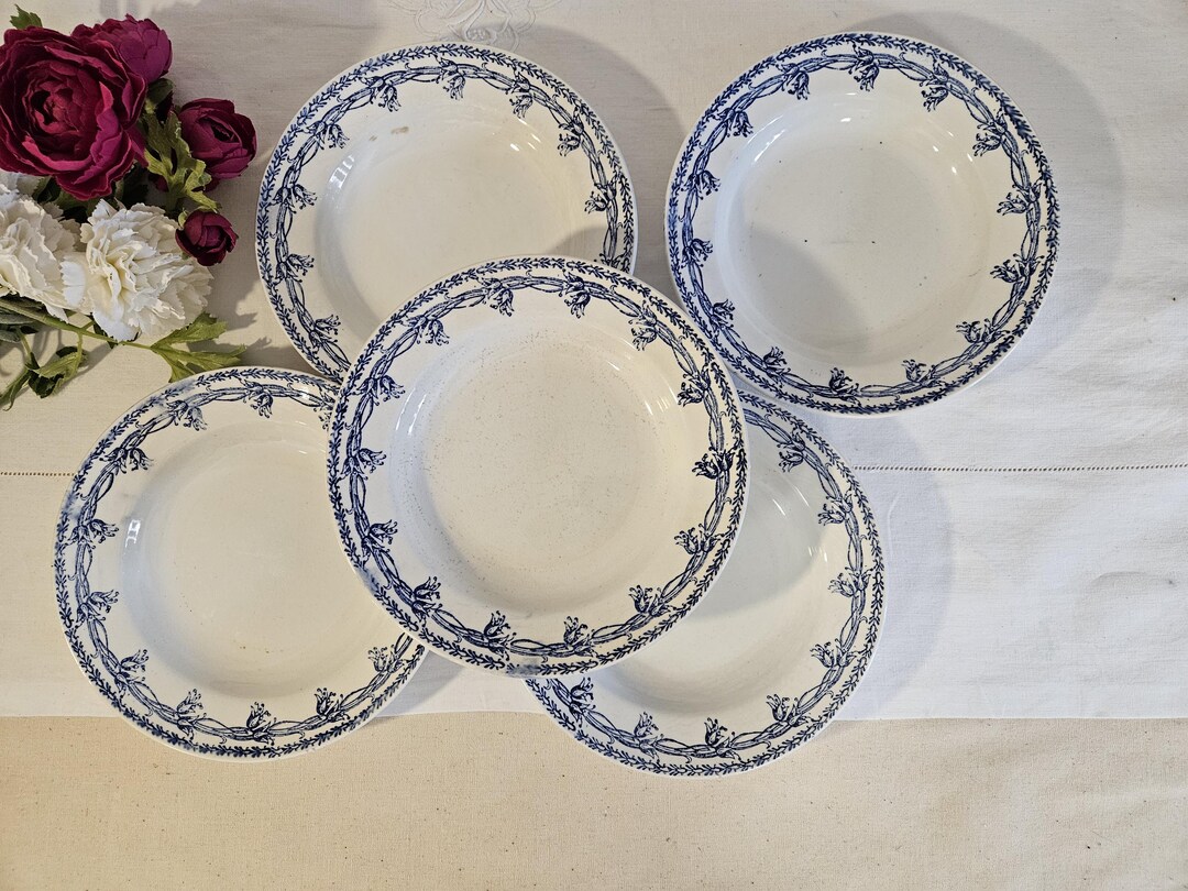 Old X5 Deep Plates in Iron Earth From the French Factory of Saint Amand ...