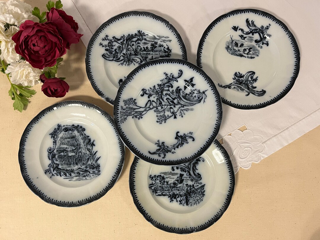 X5 Old Dessert Plates in Iron Clay Model rocaille From the French ...