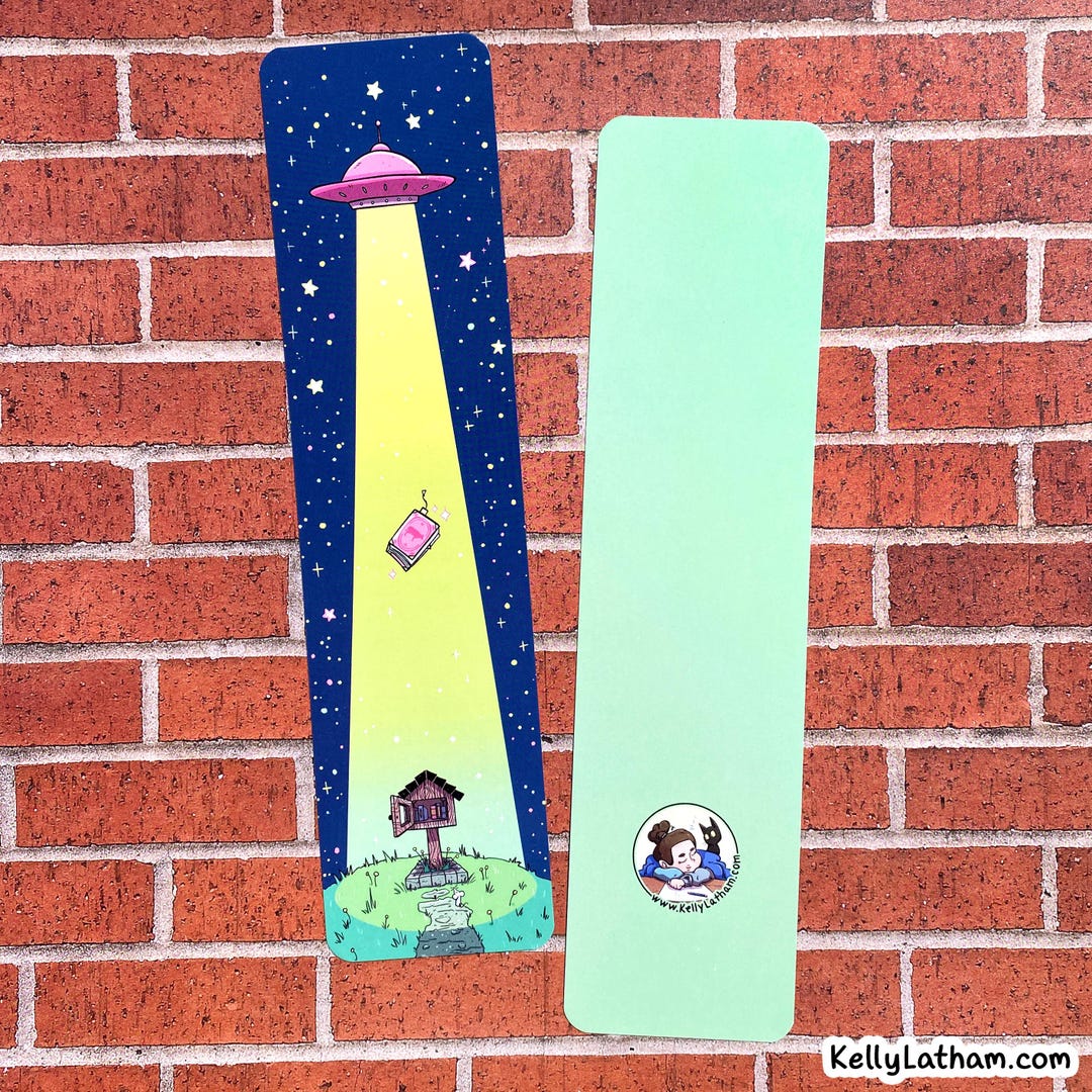 UFO Library Bookmark, Sci Fi Book Lover Art, Cute Reading Gift ...