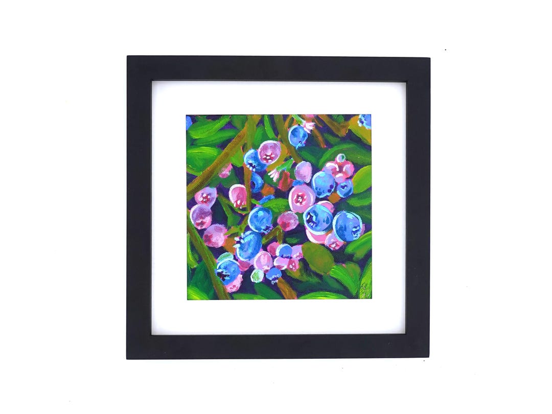 Original Colorful Blueberry Wall Art OOAK Handmade Acrylic Painting ...