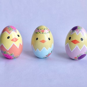 Floral Spring/easter Chick in Eggs - Etsy