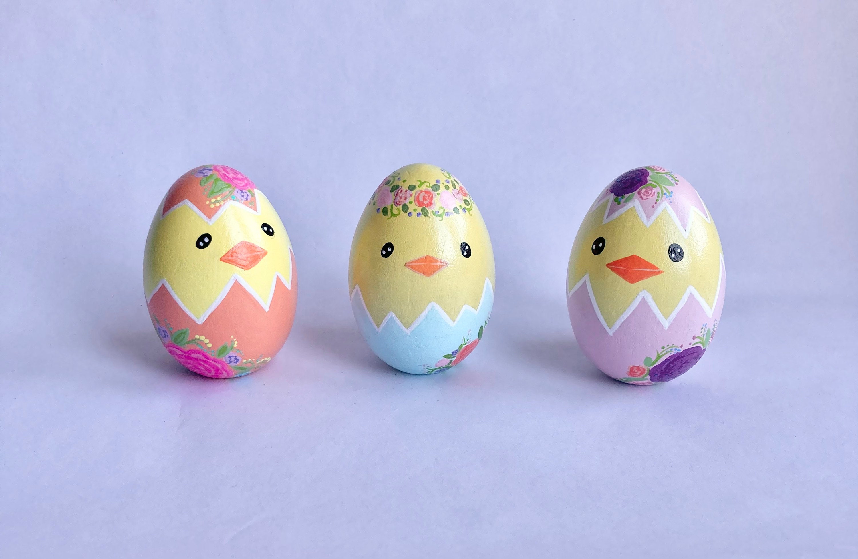 Floral Spring/easter Chick in Eggs - Etsy