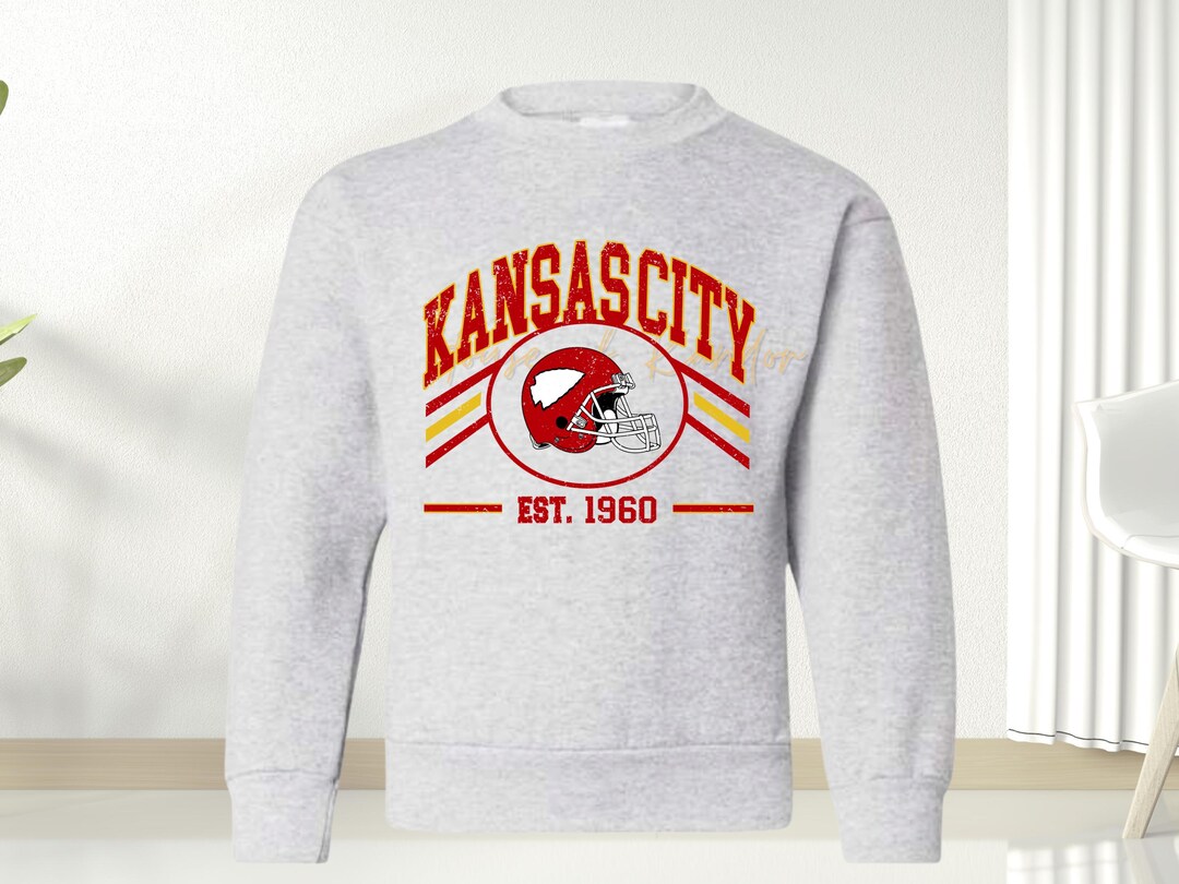 Youth KC Chiefs Throwback Crewneck, Kc Chiefs Apparel, Chiefs Football ...