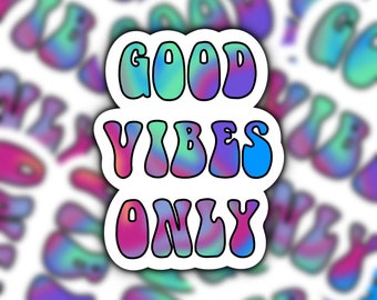 Good Vibes Stickers With White Edge Blue Color Sticker Good - Etsy