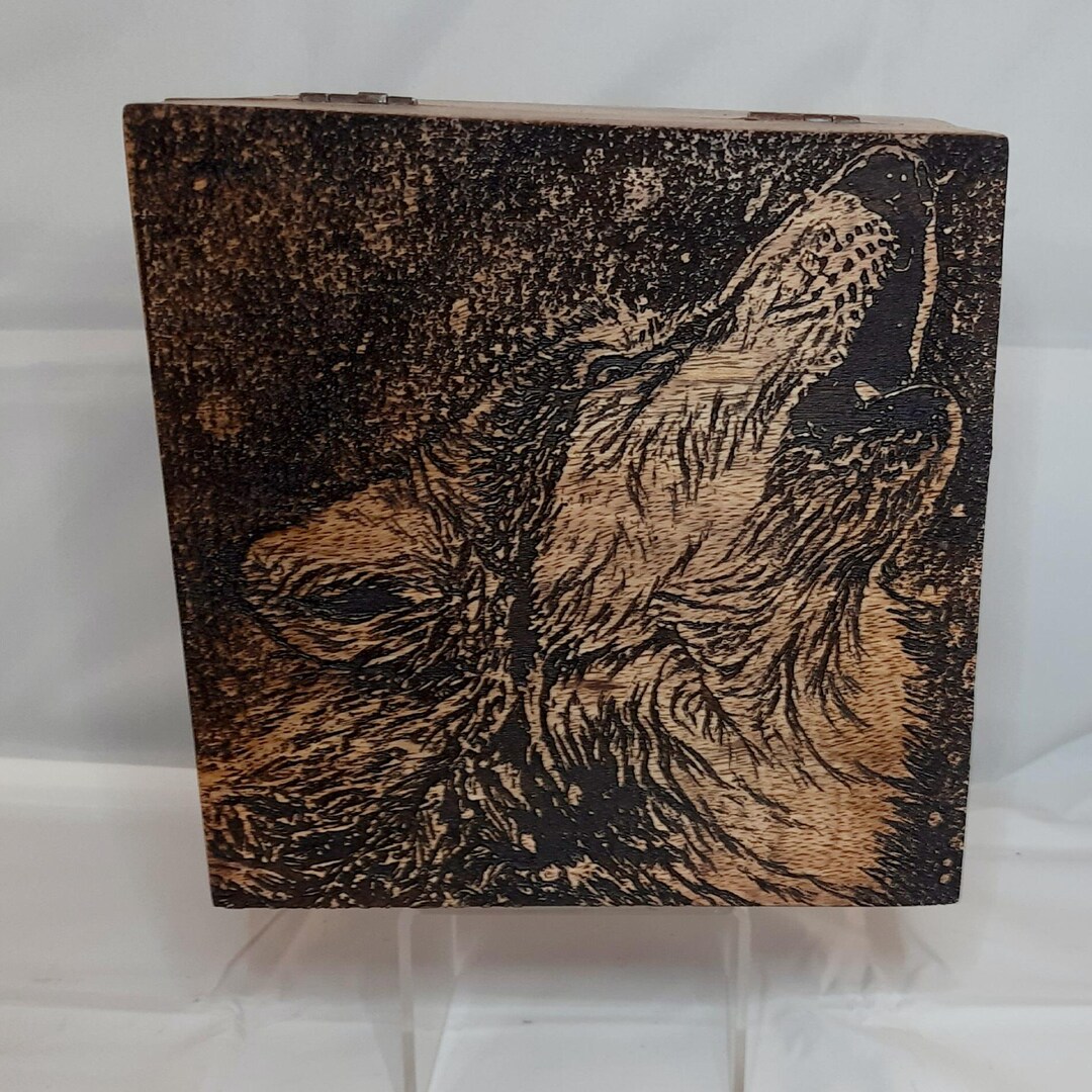 Mango Wood Engraved Wolf Box. Trinket Box, Gift Box, Jewellery Box - Etsy