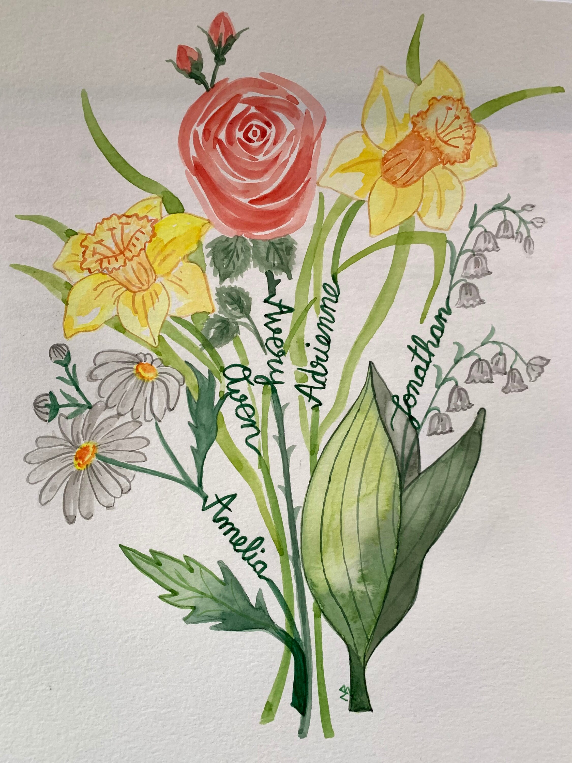 Names Included Birth Flower Bouquet Custom Family Birth | Etsy