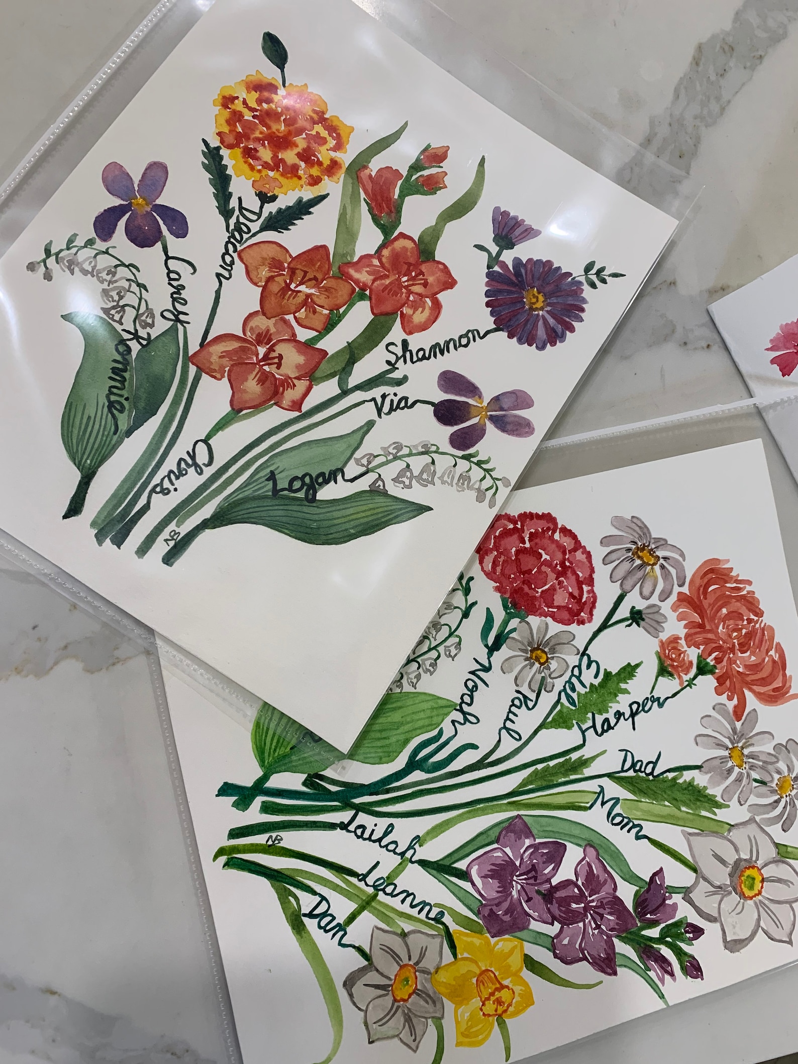 Names Included Birth Flower Bouquet, Custom Family Birth Flowers ...