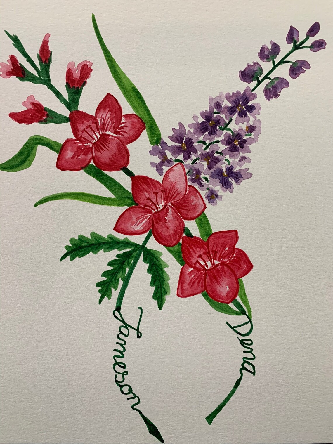 Names Included Birth Flower Bouquet Custom Family Birth | Etsy