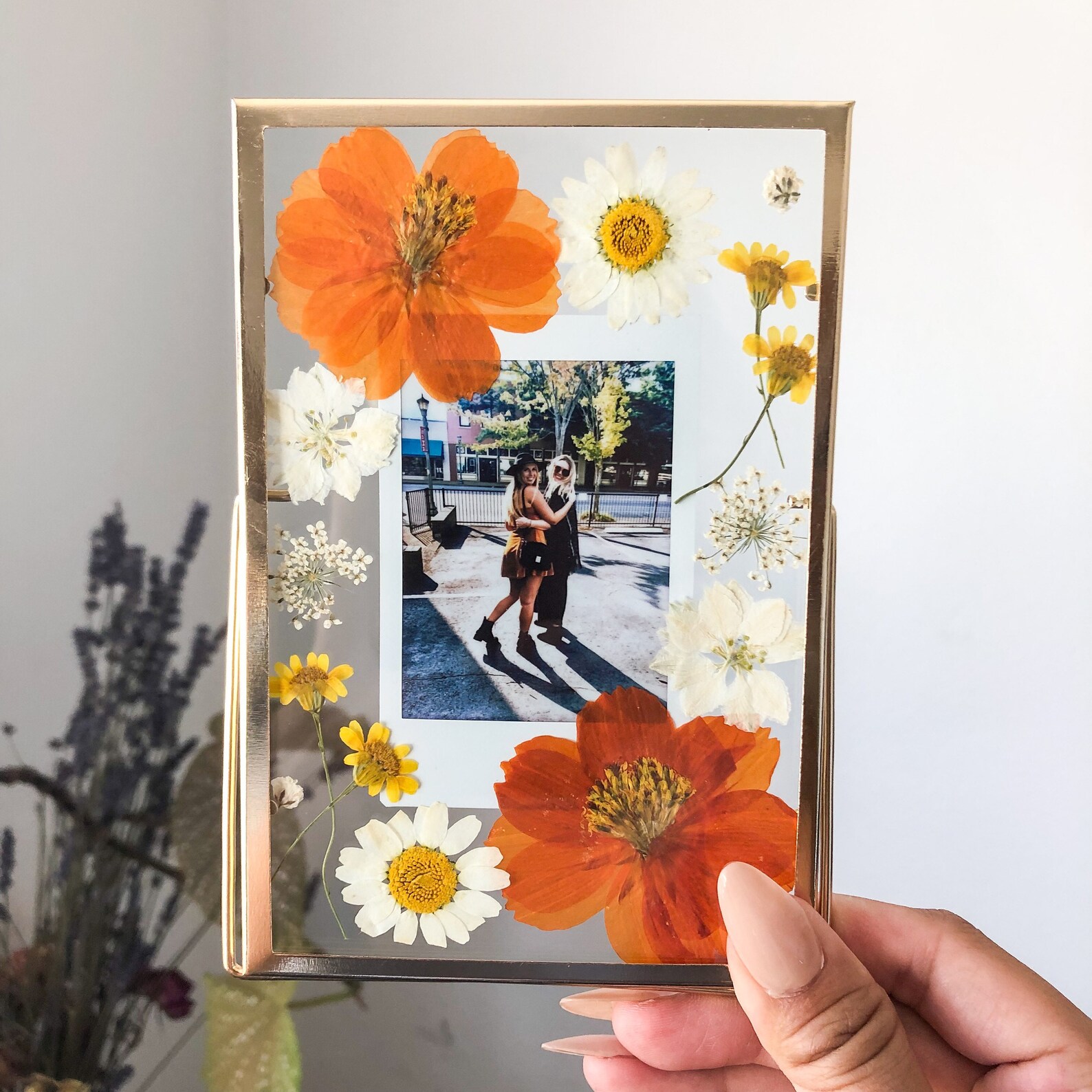 Pressed Flower Frame With Photo Anniversary Gift Gift for - Etsy