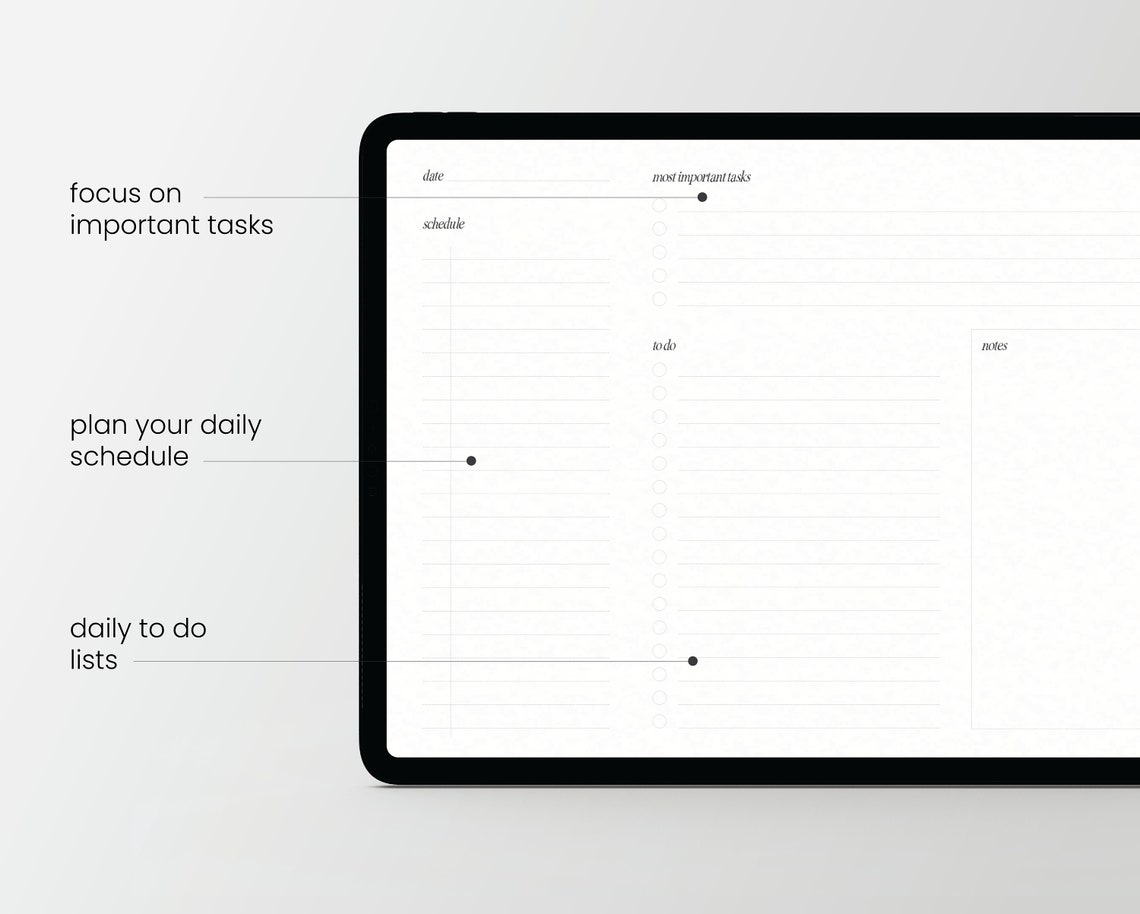 Minimalist Daily to Do, Daily Task List, Schedule, Digital Planning ...